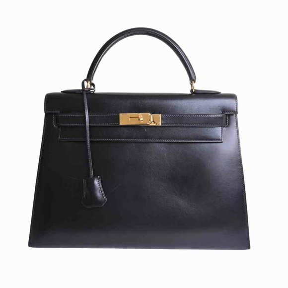 Hermes | Bags | Hermes Hermes Box Calf Kelly 32 Handbag Black | Poshmark